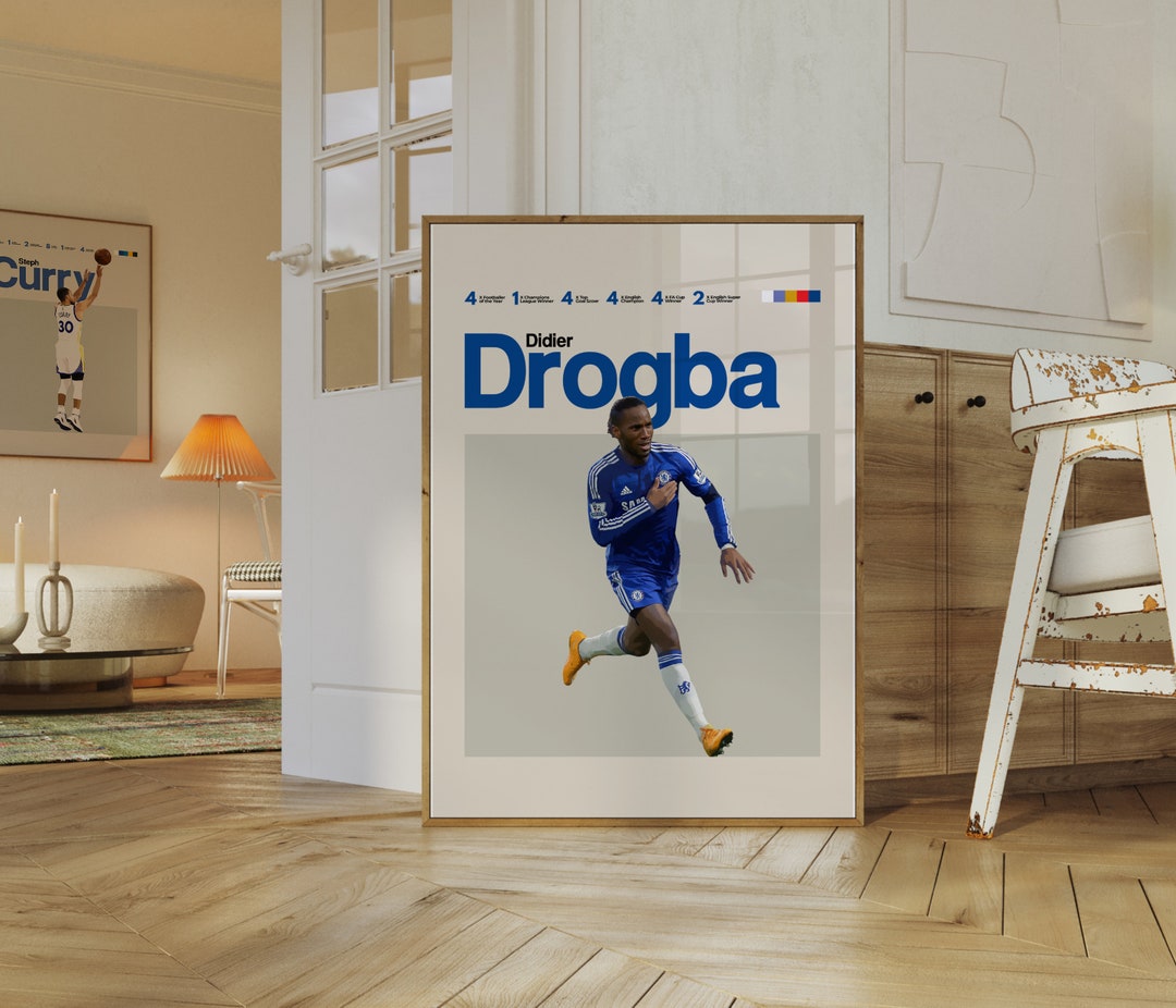 Didier Drogba Poster, Football Poster, Minimalist, Helvetica, Mid ...