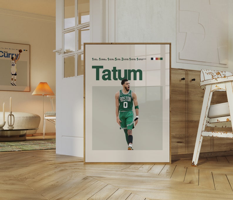 Jayson Tatum Poster, Boston Celtics NBA Poster, Minimalist, Helvetica ...
