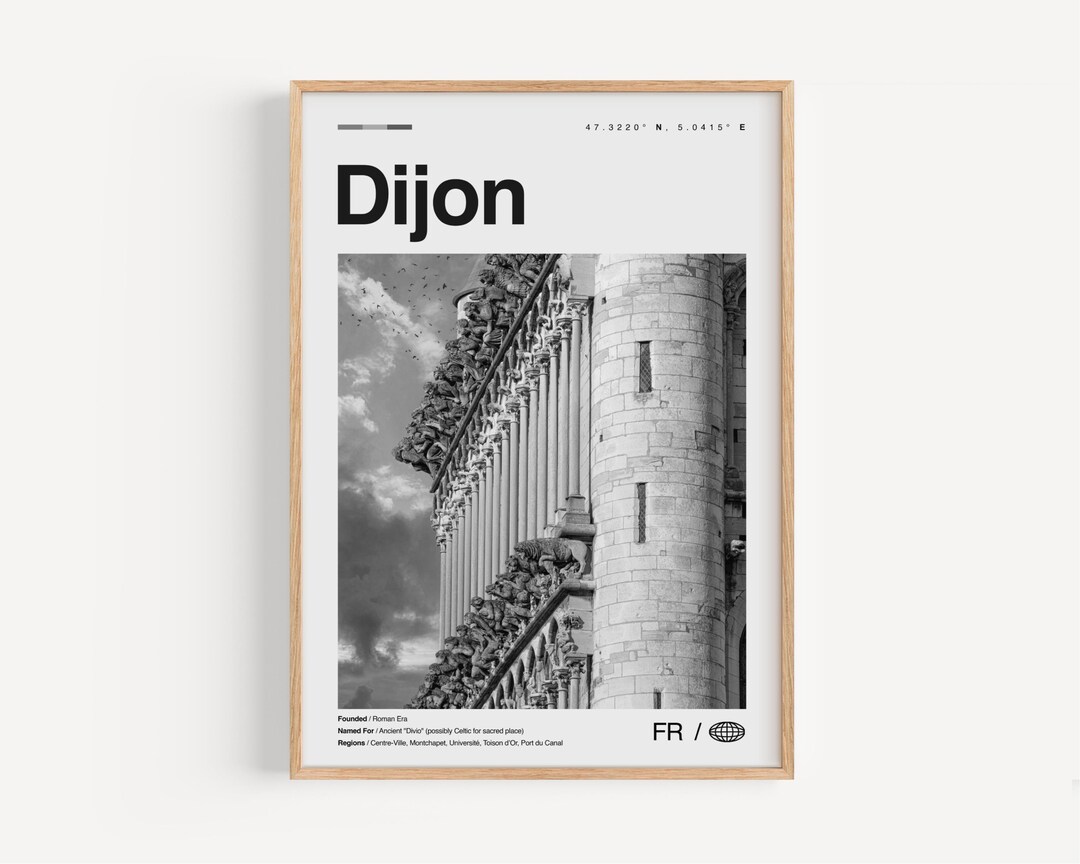 Dijon Print Black and White, Dijon Wall Art, Dijon Poster, Dijon Photo ...