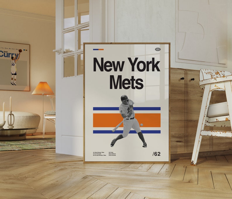 New York Mets Poster, Minimalist, Helvetica, Mid-century Modern ...
