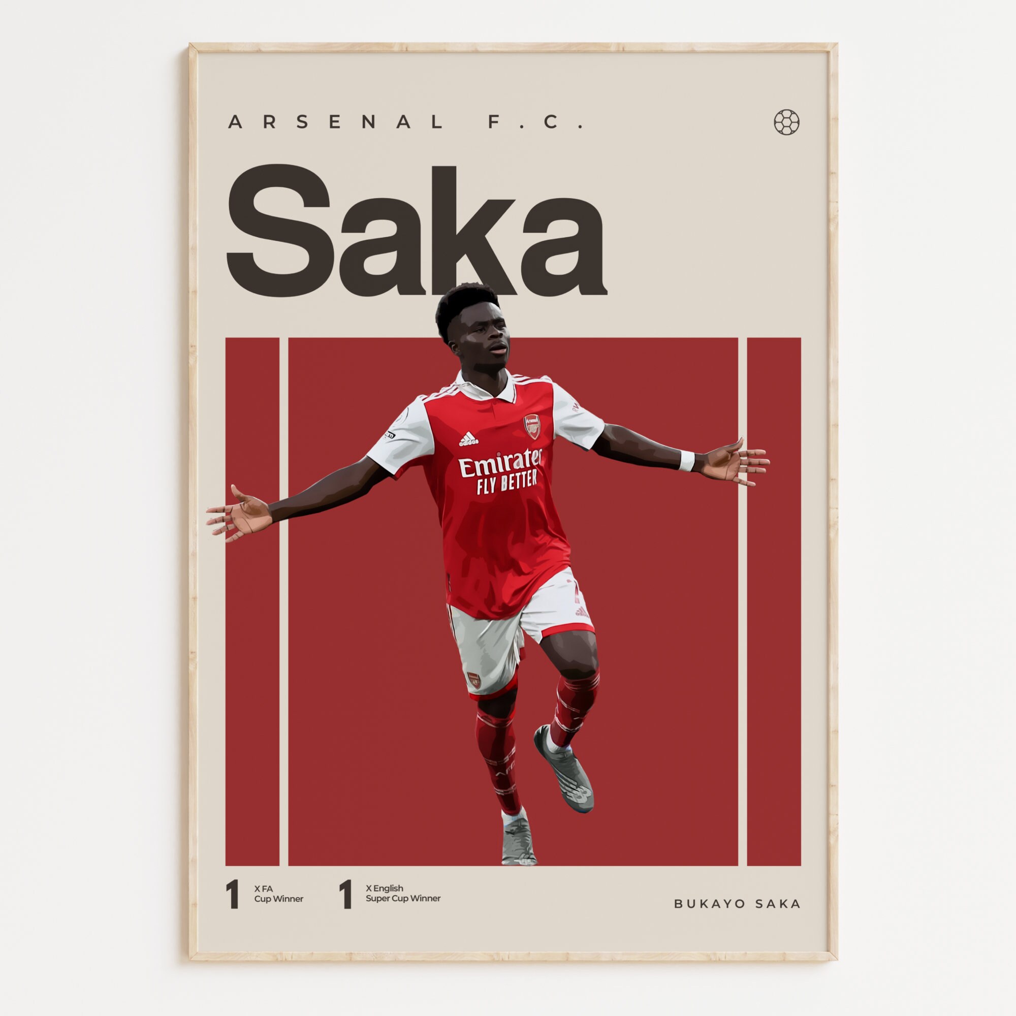 Bukayo Saka Poster, Football Poster, Minimalist, Helvetica, Mid-century ...