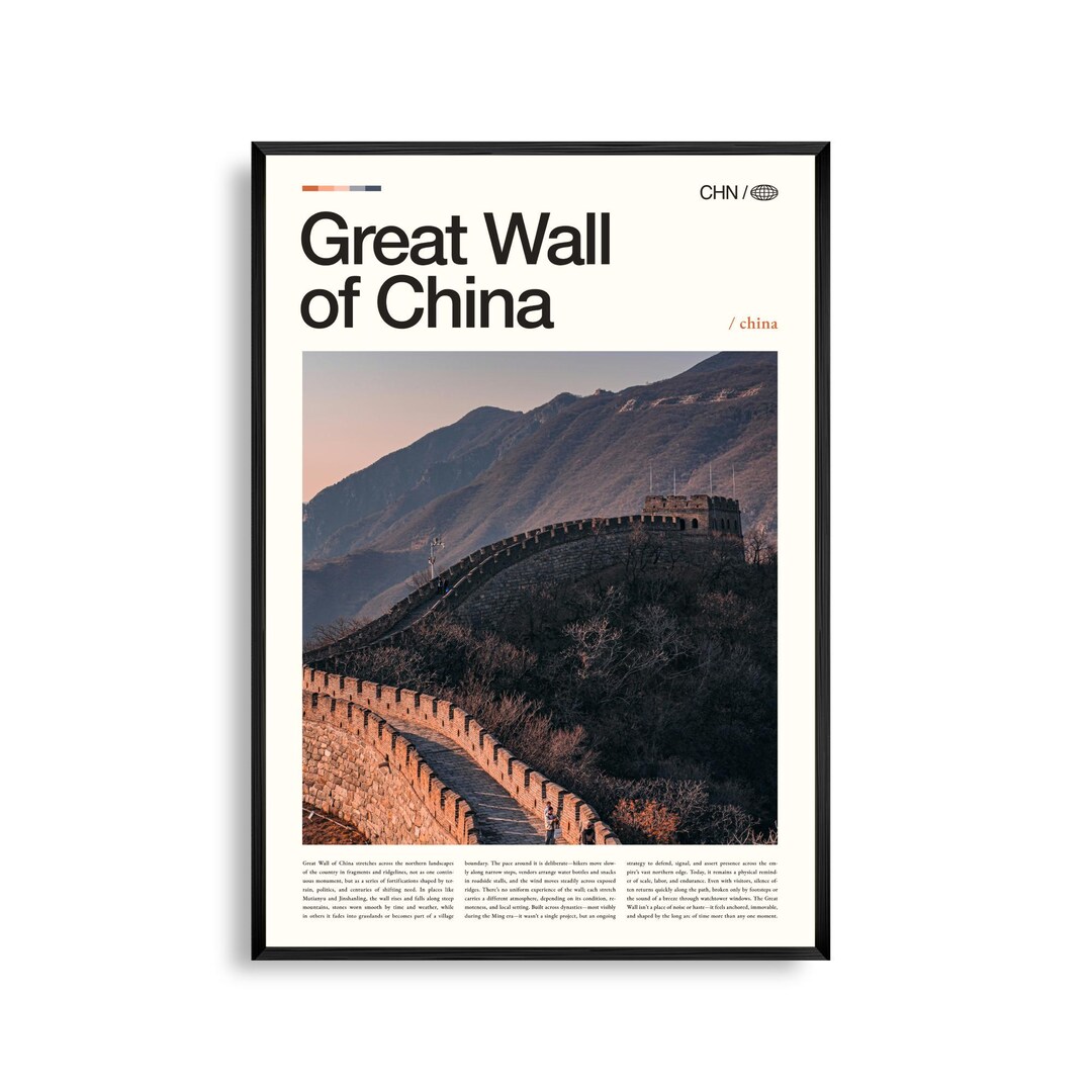 Great Wall of China Wall Art, Historic Mountain Landscape Print, Great ...