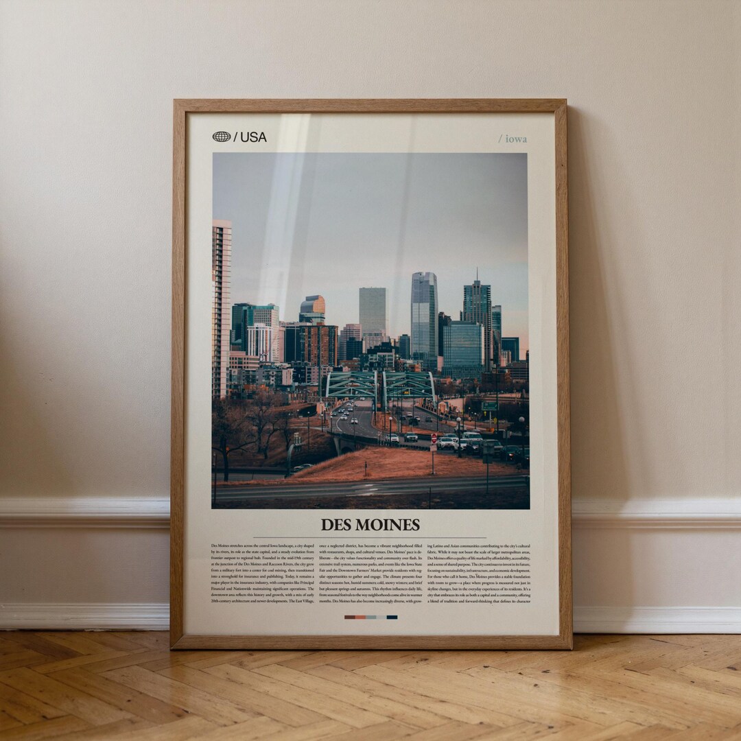 Des Moines Iowa Print, Modern Cityscape Photo, Midwest Wall Art - Etsy