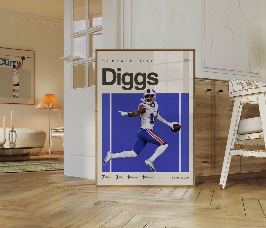 Stefon Diggs Poster, Buffalo Bills NFL Poster, Minimalist, Helvetica ...