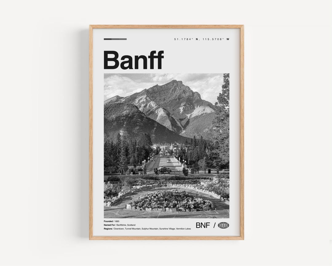 Banff Print Black and White No 2, Banff Wall Art, Banff Poster, Banff ...