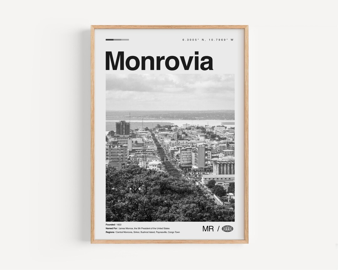 Monrovia Print Black and White, Monrovia Wall Art, Monrovia Poster ...