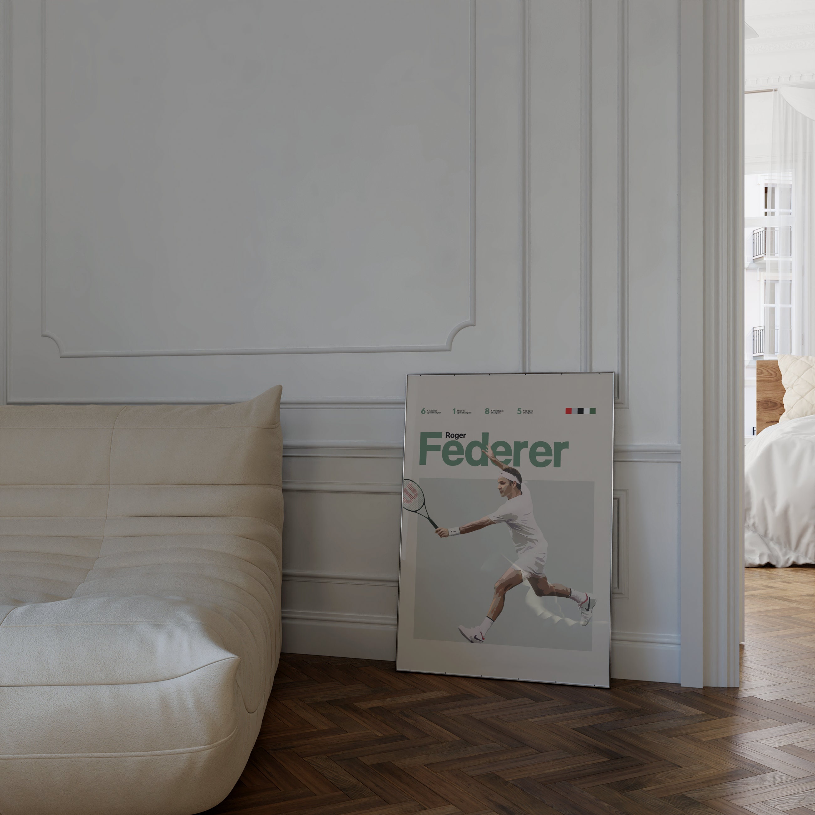 Roger Federer Poster, Tennis Poster, Minimalist, Helvetica, Mid-century ...