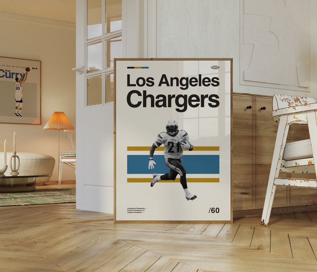 Los Angeles Chargers Poster, Minimalist, Helvetica, Mid-century Modern ...
