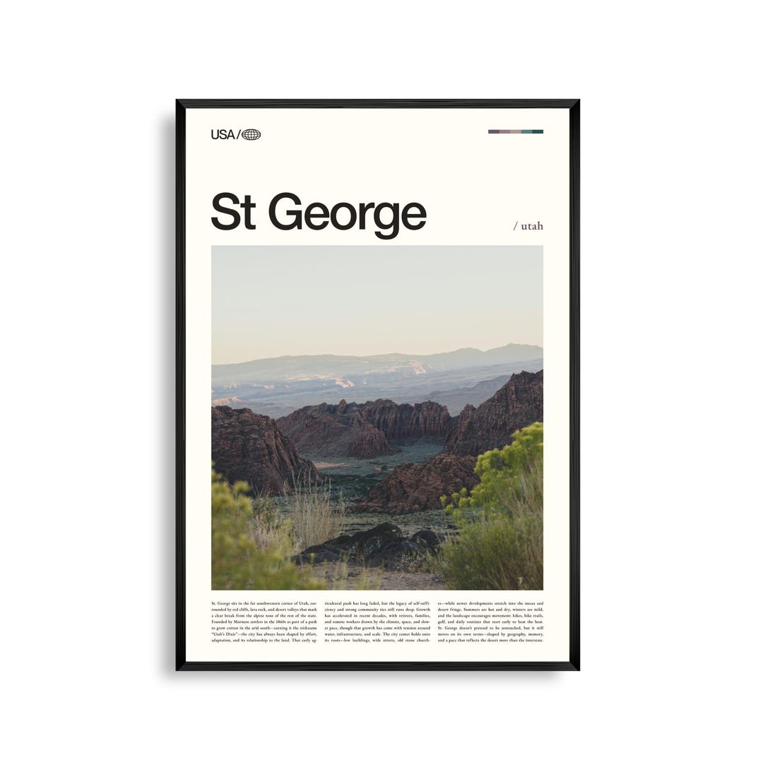 St George Print Utah, St George Wall Art, St George Poster, Red Rock ...