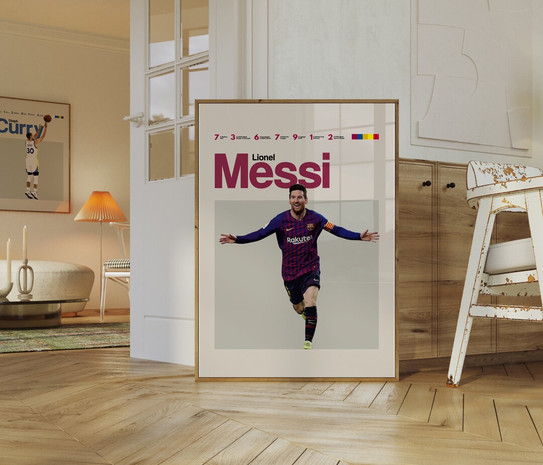 Lionel Messi Poster, Football Poster, Minimalist, Helvetica, Mid ...