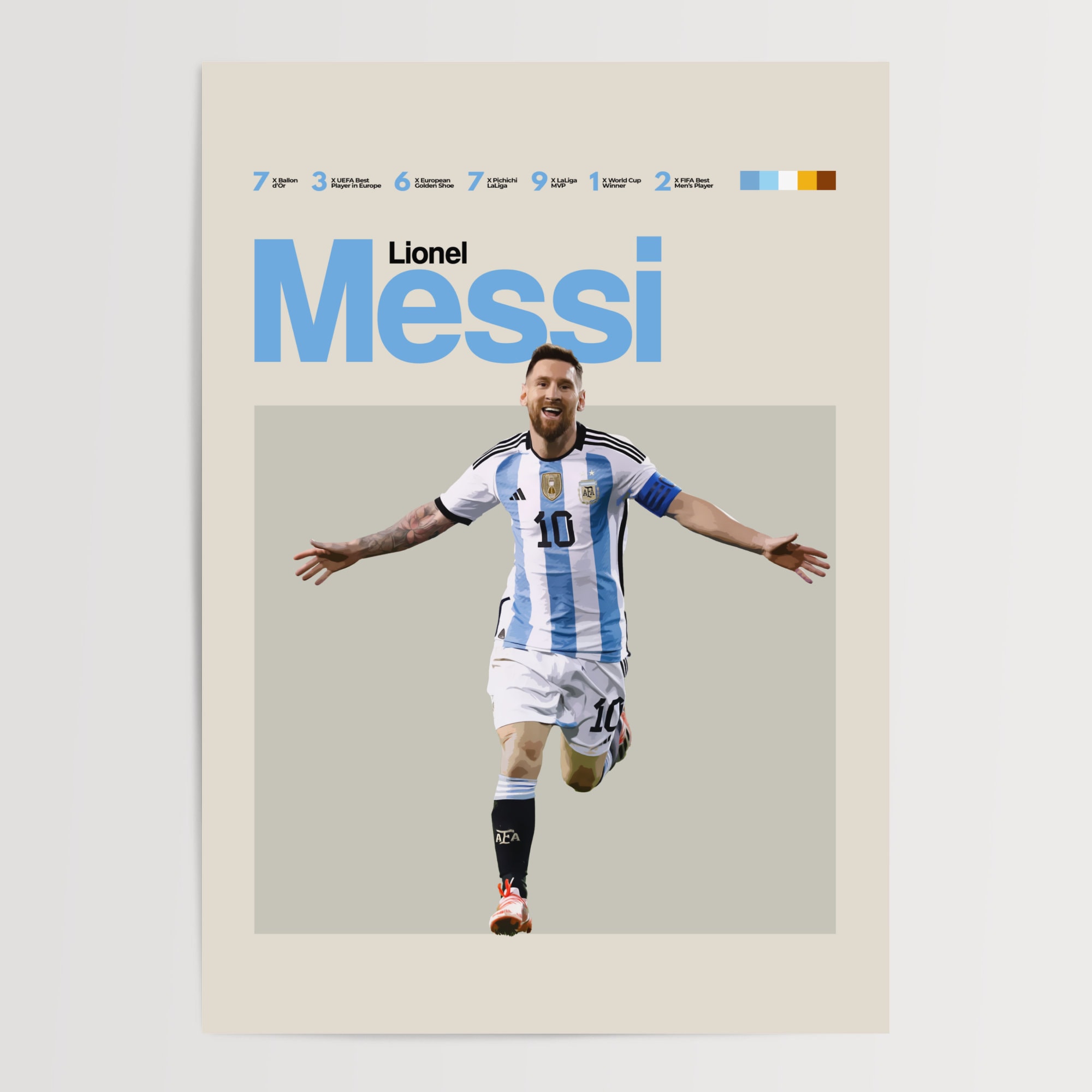 Lionel Messi Poster, Football Poster, Minimalist, Helvetica, Mid ...