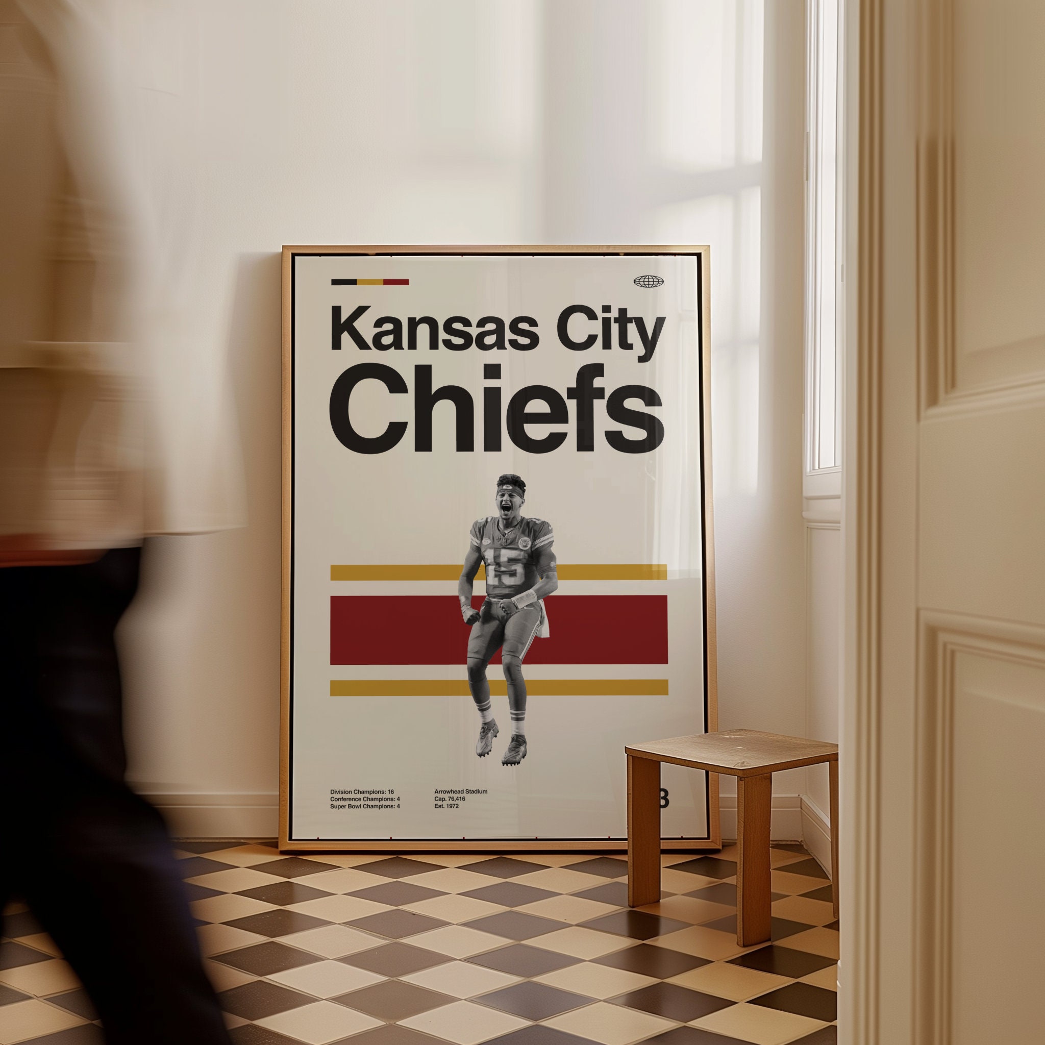 Kansas City Chiefs Poster, Minimalist, Helvetica, Mid-century Modern ...