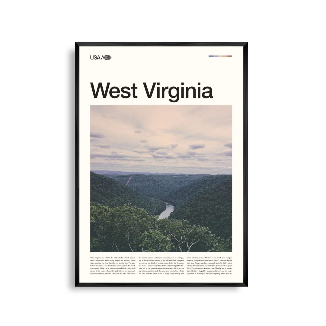 West Virginia Print, West Virginia Wall Art, West Virginia Poster, West ...