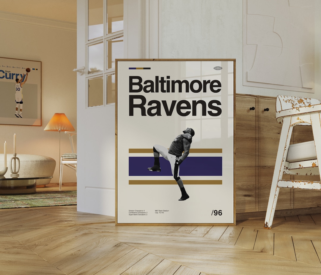 Baltimore Ravens Poster, Minimalist, Helvetica, Mid-century Modern ...