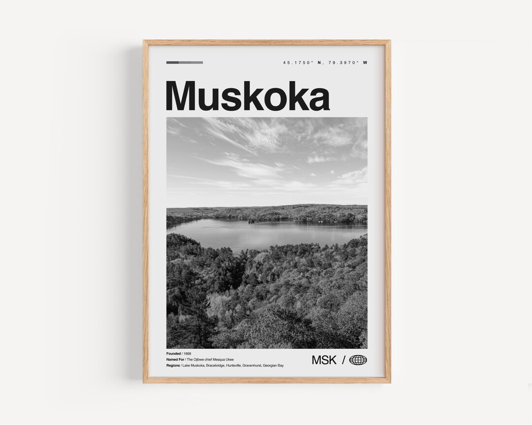 Muskoka Print Black and White, Muskoka Wall Art, Muskoka Poster ...