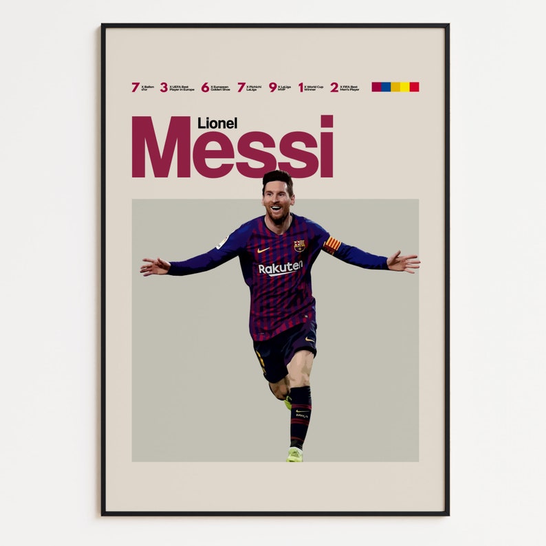 Lionel Messi Poster, Football Poster, Minimalist, Helvetica, Mid ...