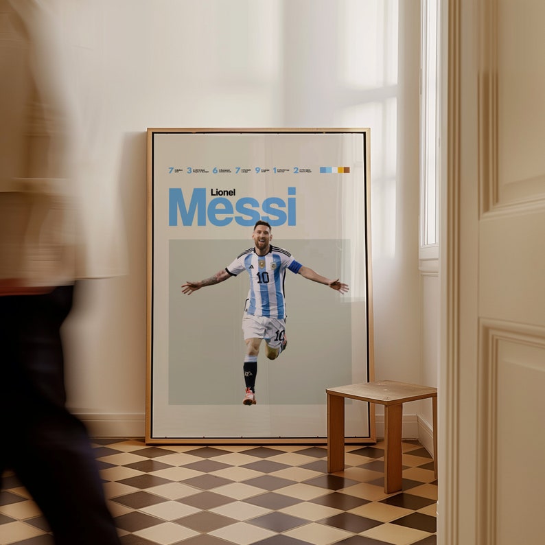 Lionel Messi Poster, Football Poster, Minimalist, Helvetica, Mid ...