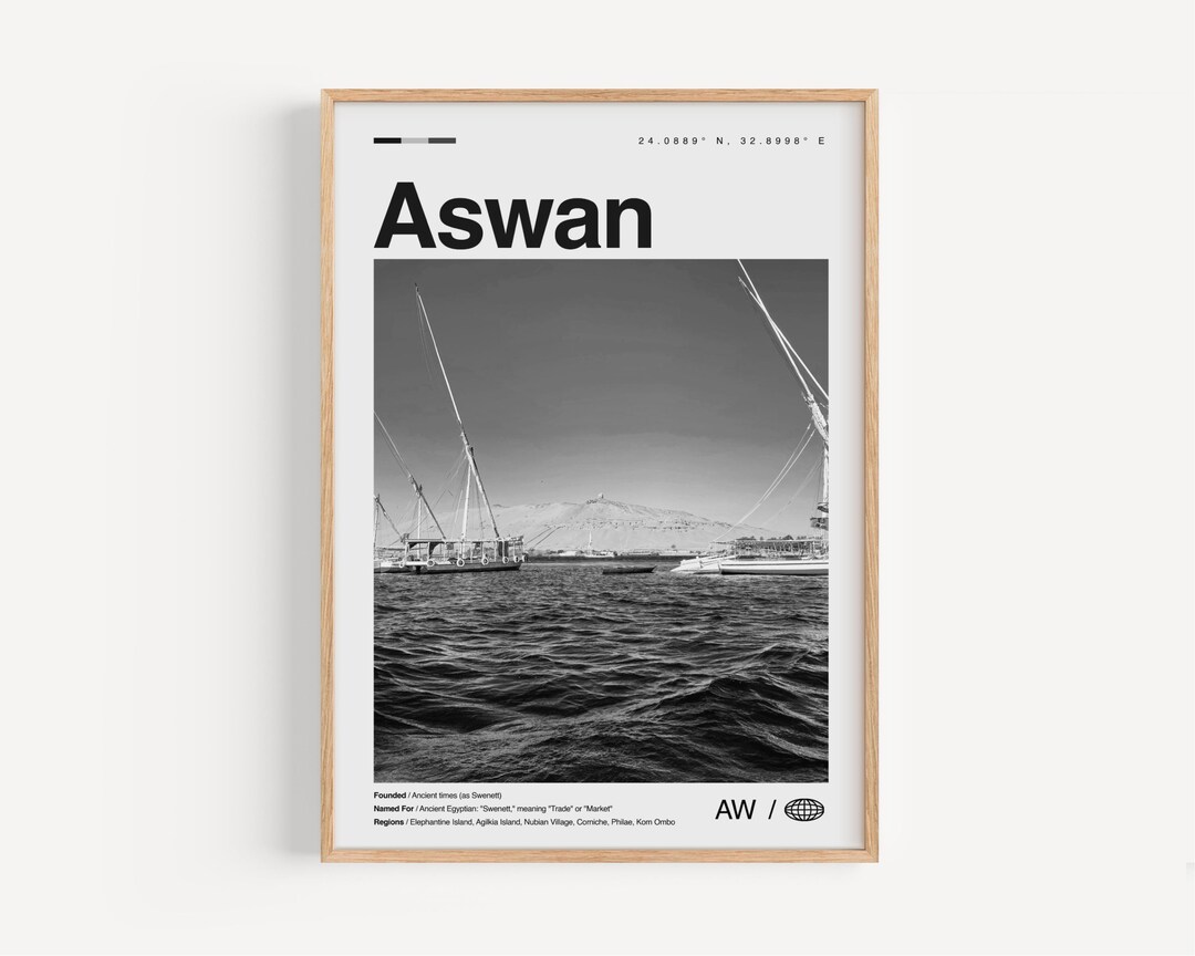 Aswan Print Black and White, Aswan Wall Art, Aswan Poster, Aswan Photo ...