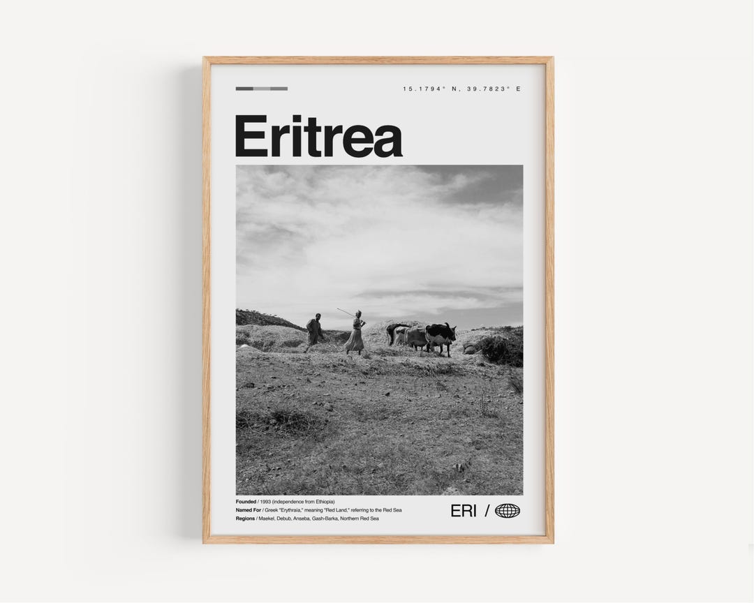 Eritrea Print Black and White, Eritrea Wall Art, Eritrea Poster ...