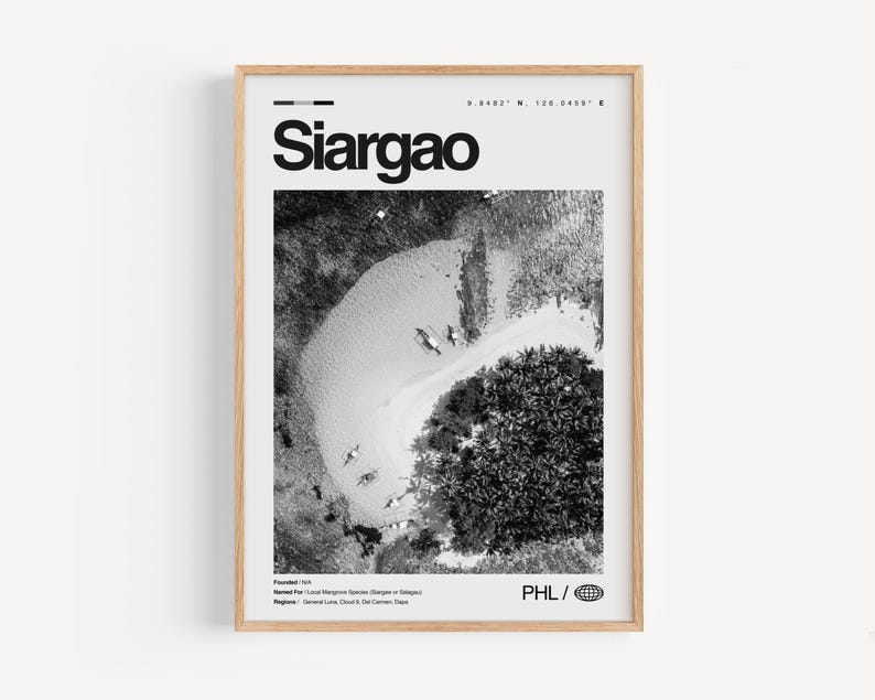 Siargao Black and White Print Philippines, Siargao Wall Art, Siargao ...