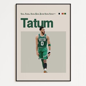 Jayson Tatum Poster, Boston Celtics NBA Poster, Minimalist, Helvetica ...
