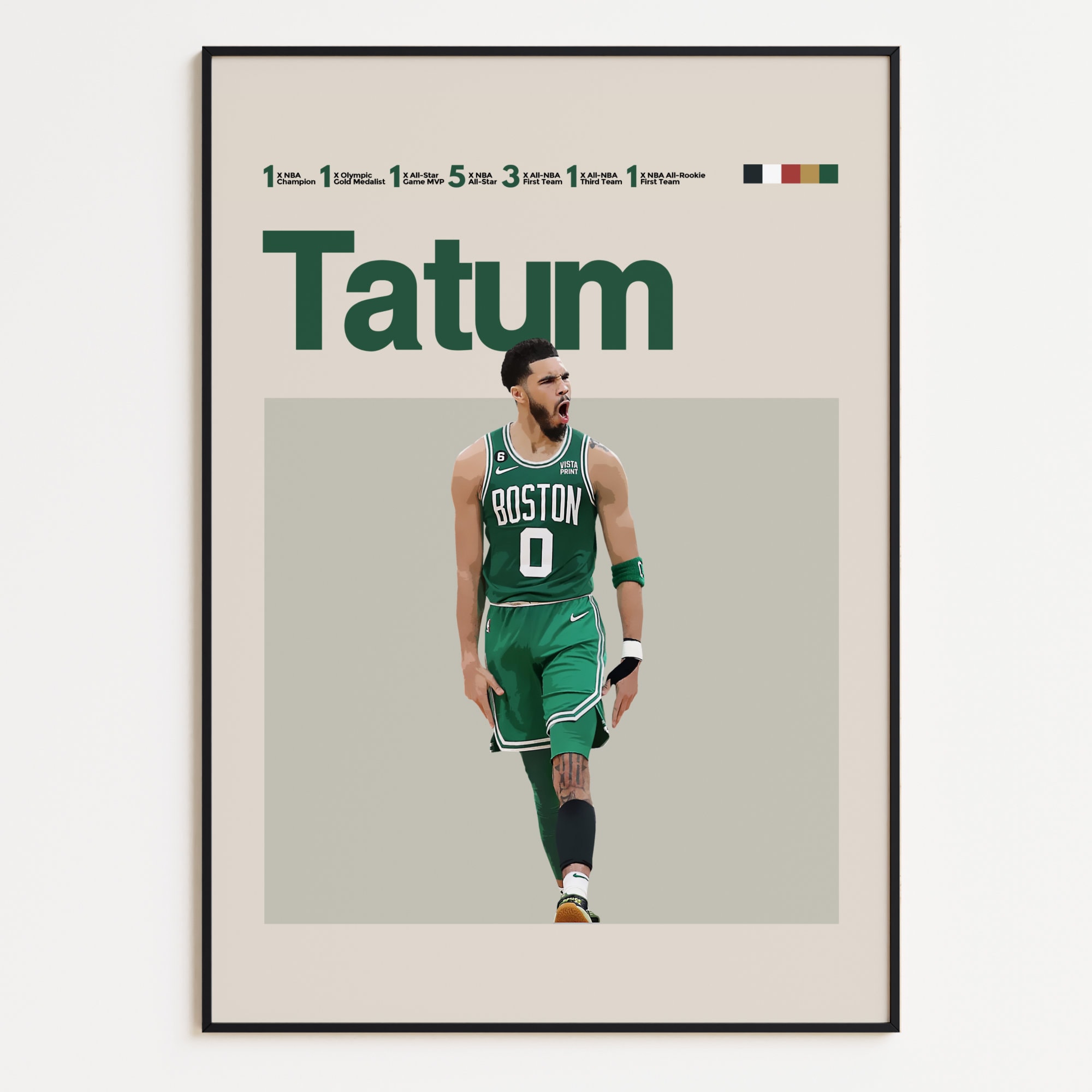 Jayson Tatum Poster, Boston Celtics NBA Poster, Minimalist, Helvetica ...