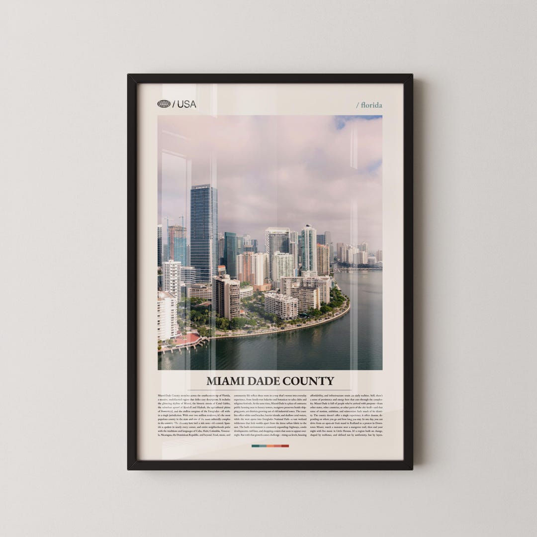Miami Dade County Skyline Photo Print South Beach Wall Art Etsy