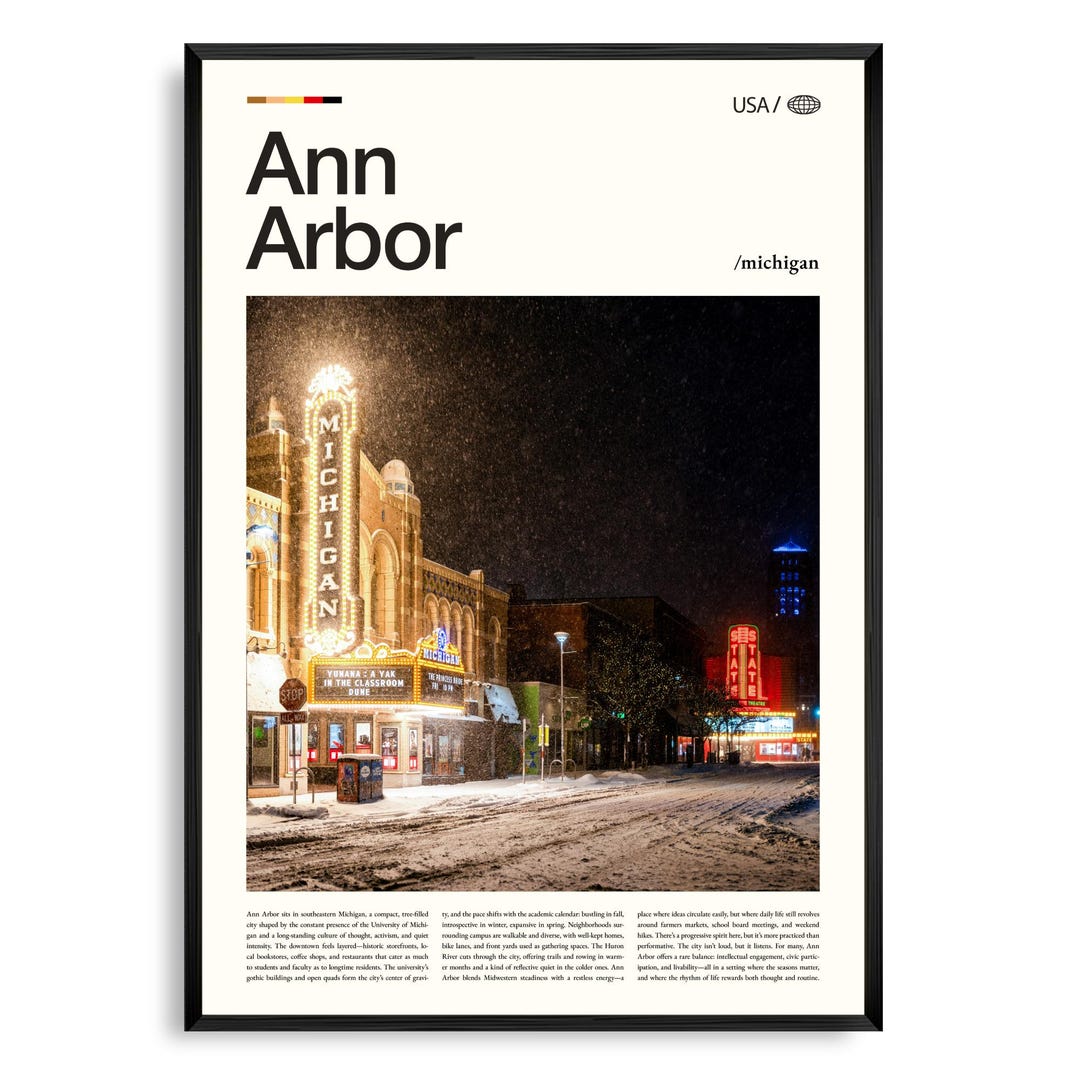 Ann Arbor Print Michigan, Ann Arbor Wall Art, Ann Arbor Poster, Ann ...