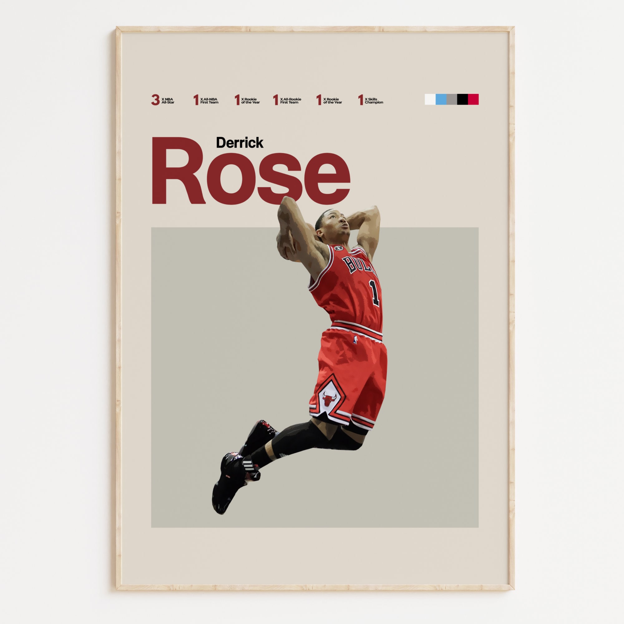 Derrick Rose Poster, Chicago Bulls NBA Poster, Minimalist, Helvetica ...