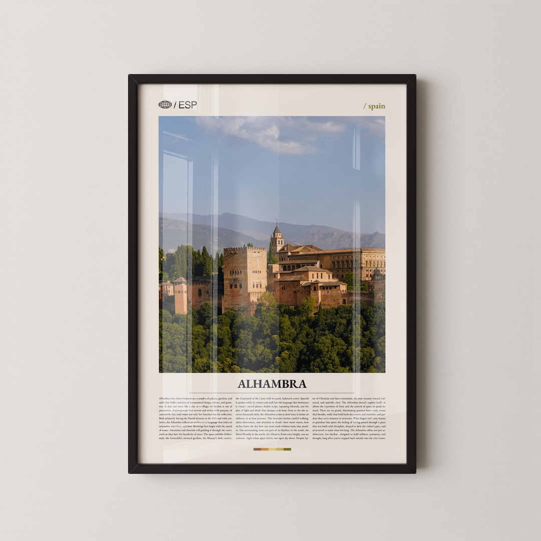 Alhambra Spain Wall Art, Historic Palace and Fortress Print, Alhambra ...