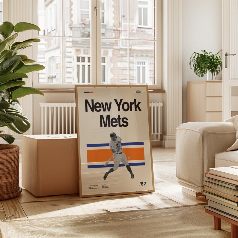 New York Mets Poster, Minimalist, Helvetica, Mid-century Modern ...