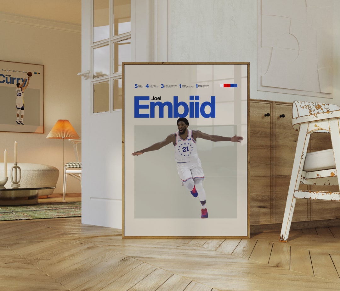 Joel Embiid Poster, Philadelphia 76ers NBA Poster, Minimalist ...