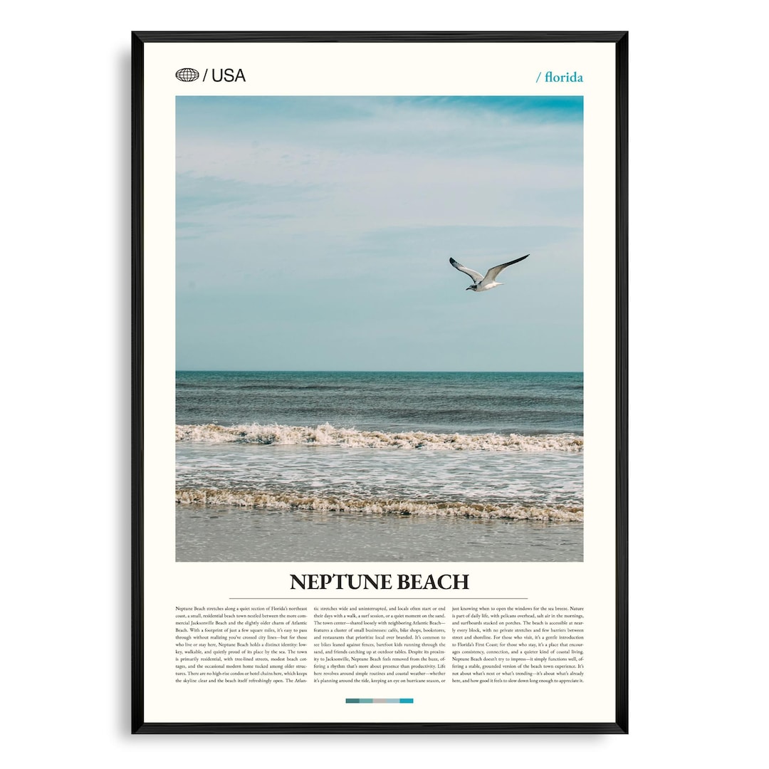 Neptune Beach Print Florida, Neptune Beach Wall Art, Neptune Beach ...