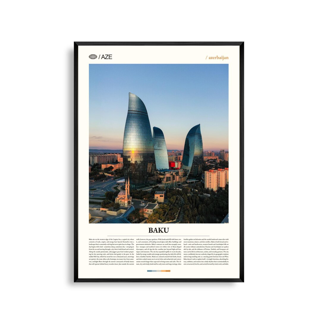 Baku Azerbaijan Wall Art, Caspian Sea Cityscape Photography Print, Baku ...