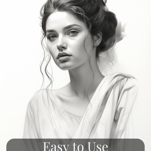 Lady Portrait in Line Art Style, Ready to Print, Digital Image for ...