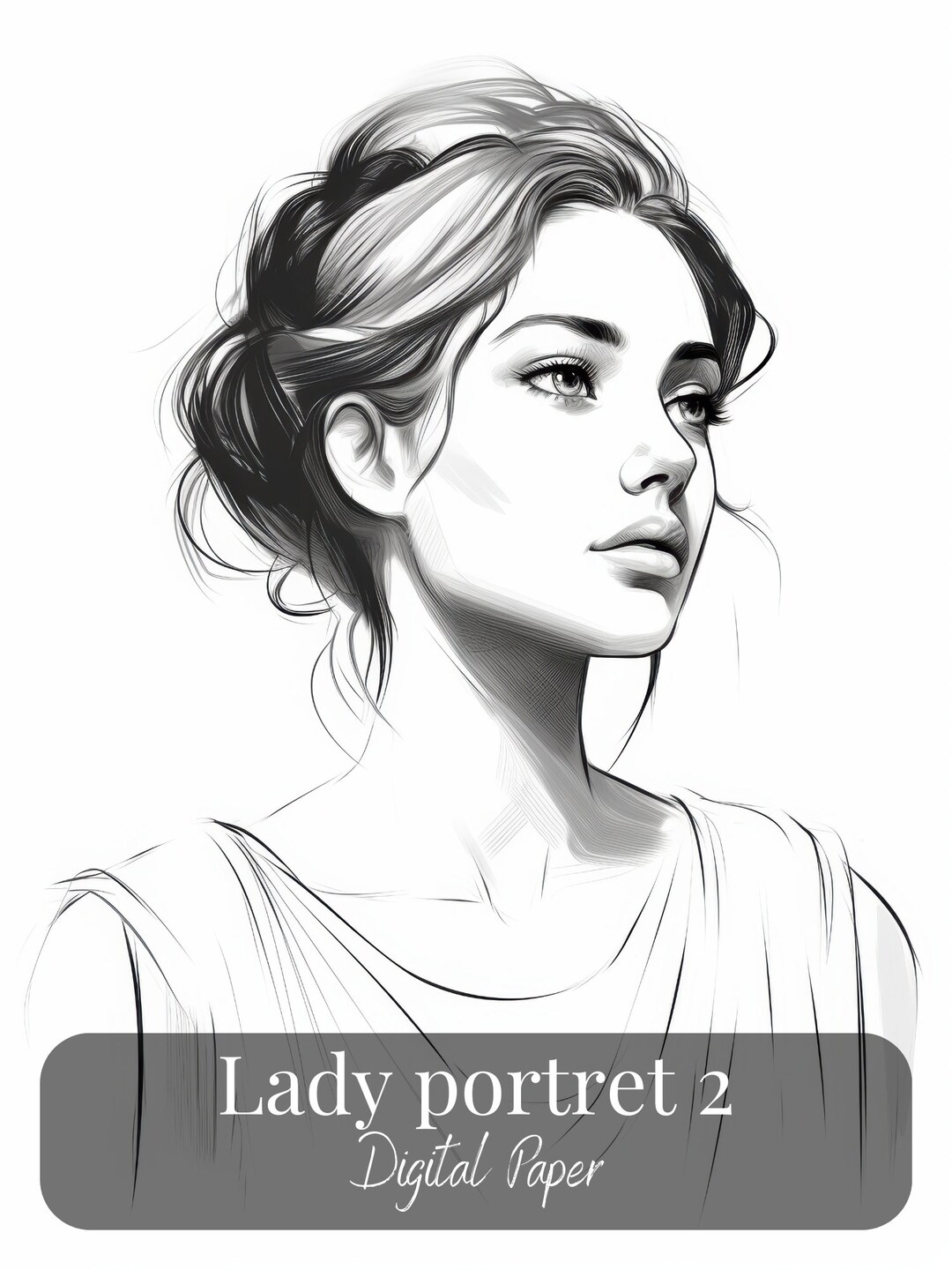 Line Art Lady Portrait, Printable Coloring Page (digital Image) - Etsy
