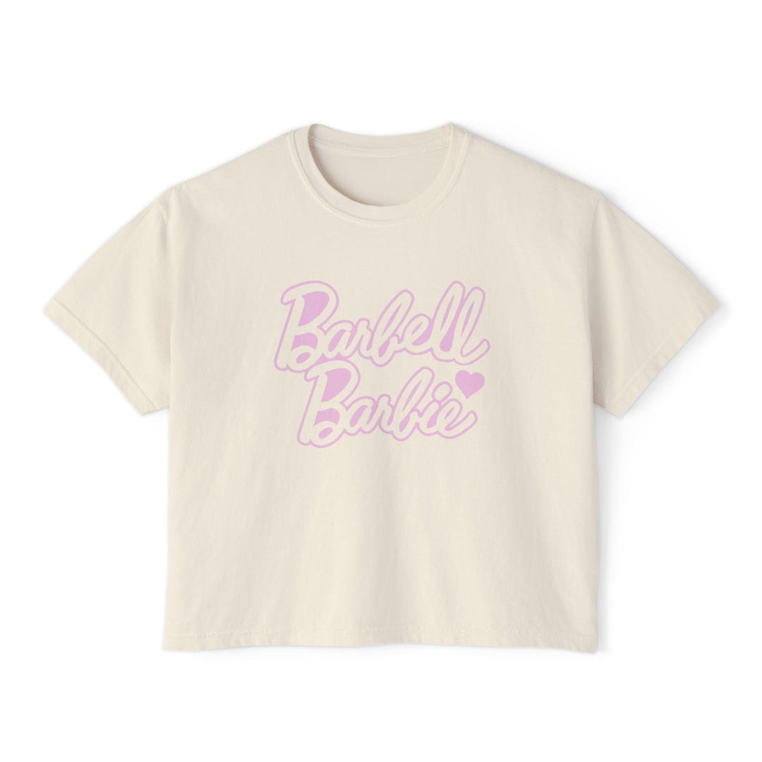 Barbell Barbie Women's Boxy Tee, Workout Graphic Tshirt, Fitness Shirt ...