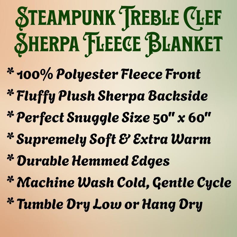 Sherpa Fleece Blanket 50x60, Vintage Steampunk Treble Clef Music Symbol ...