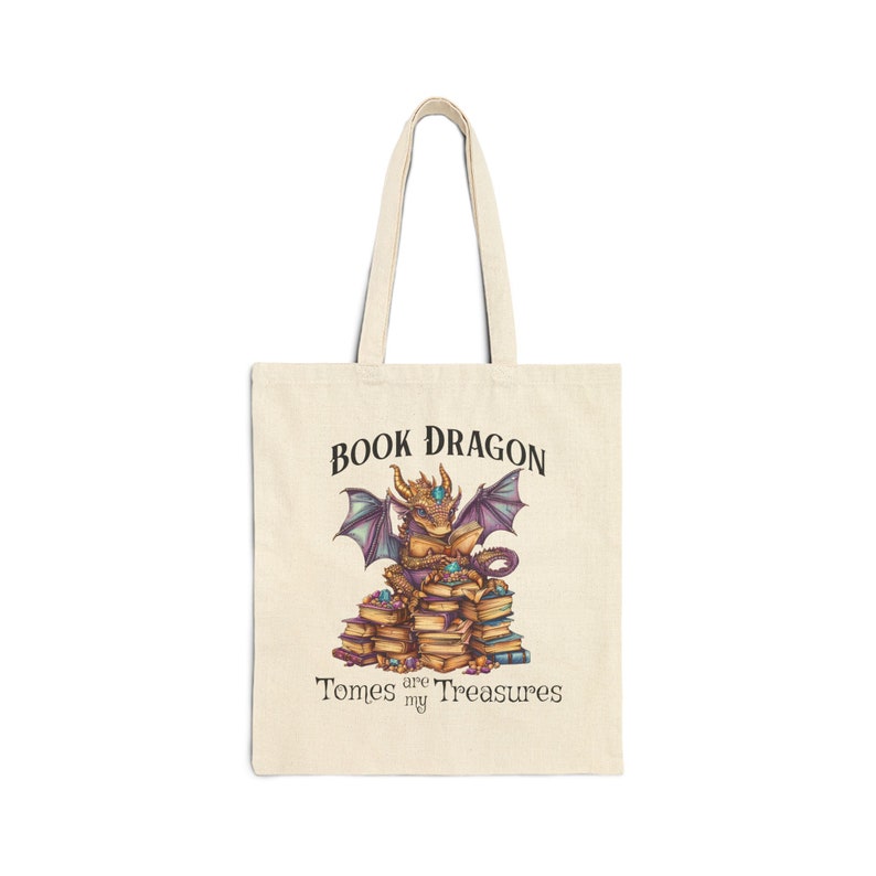 Whimsical Book Dragon Canvas Tote Bag, Perfect Gift for Readers ...