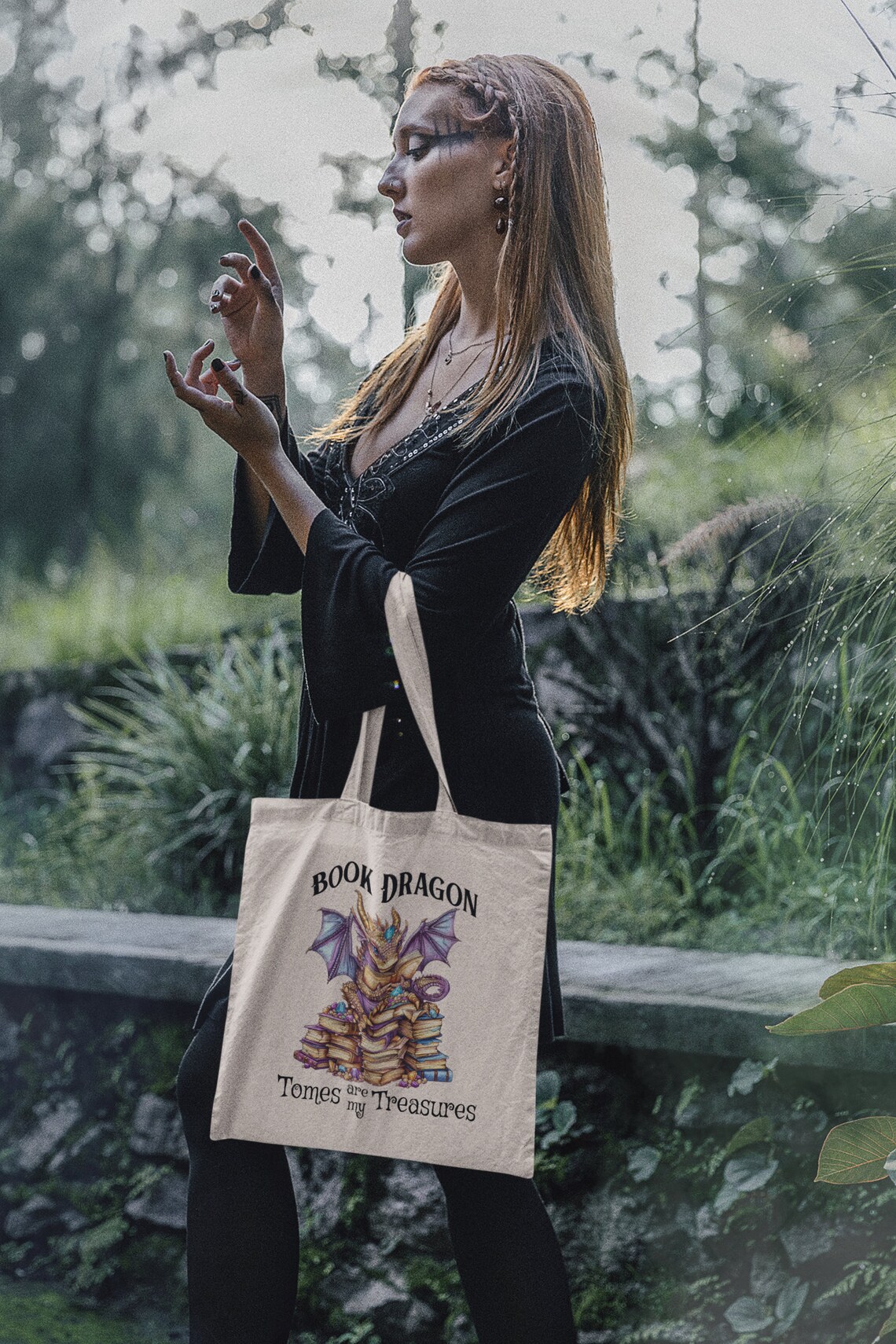 Whimsical Book Dragon Canvas Tote Bag, Perfect Gift for Readers ...