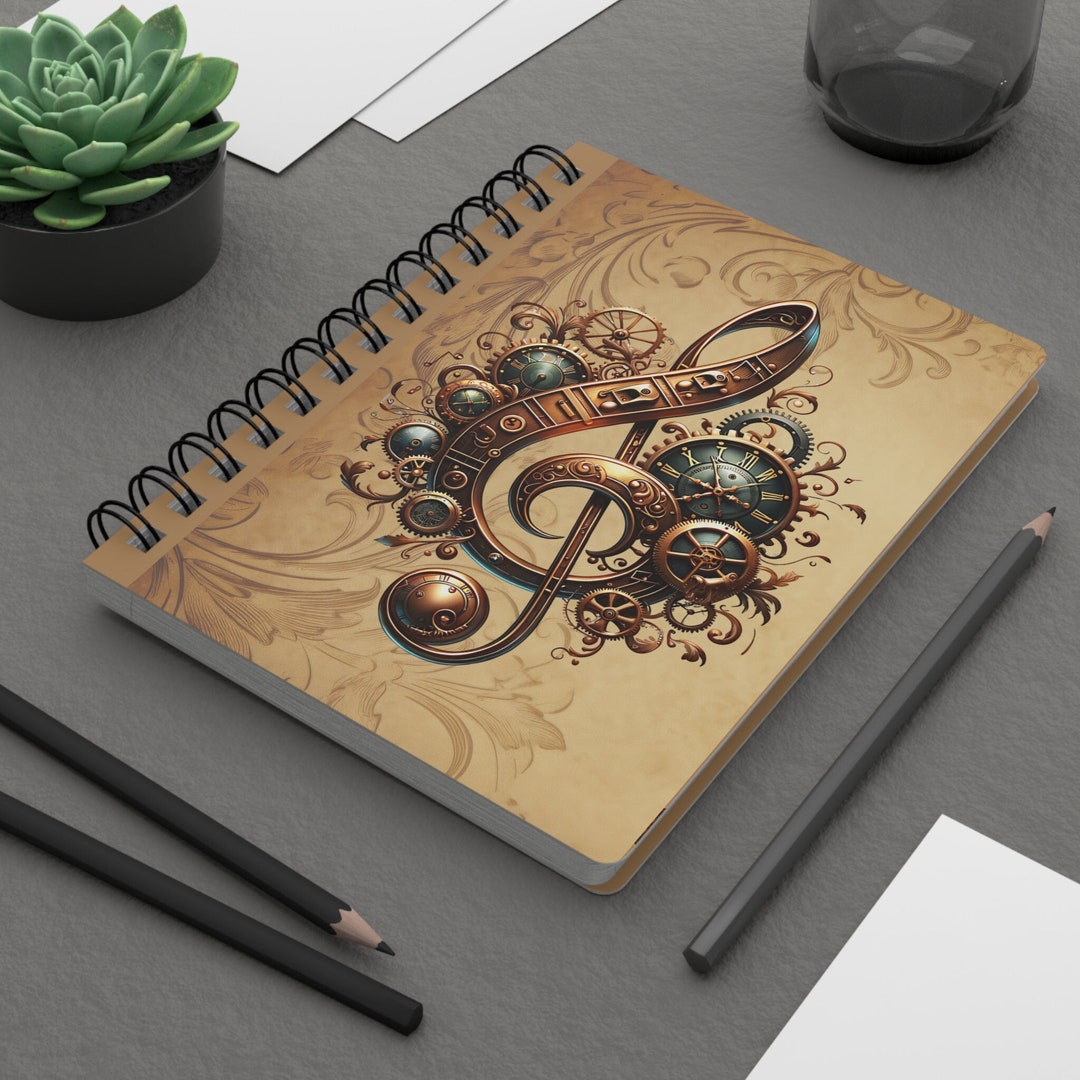 Spiral-bound Journal Steampunk Treble Clef Music Symbol Steam Punk ...