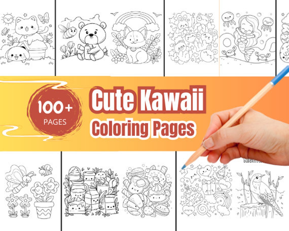 100 Cute Kawaii Coloring Pages, Cute Coloring Pages, PDF Digital ...