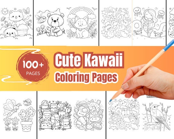 100 Cute Kawaii Coloring Pages, Cute Coloring Pages, PDF Digital ...