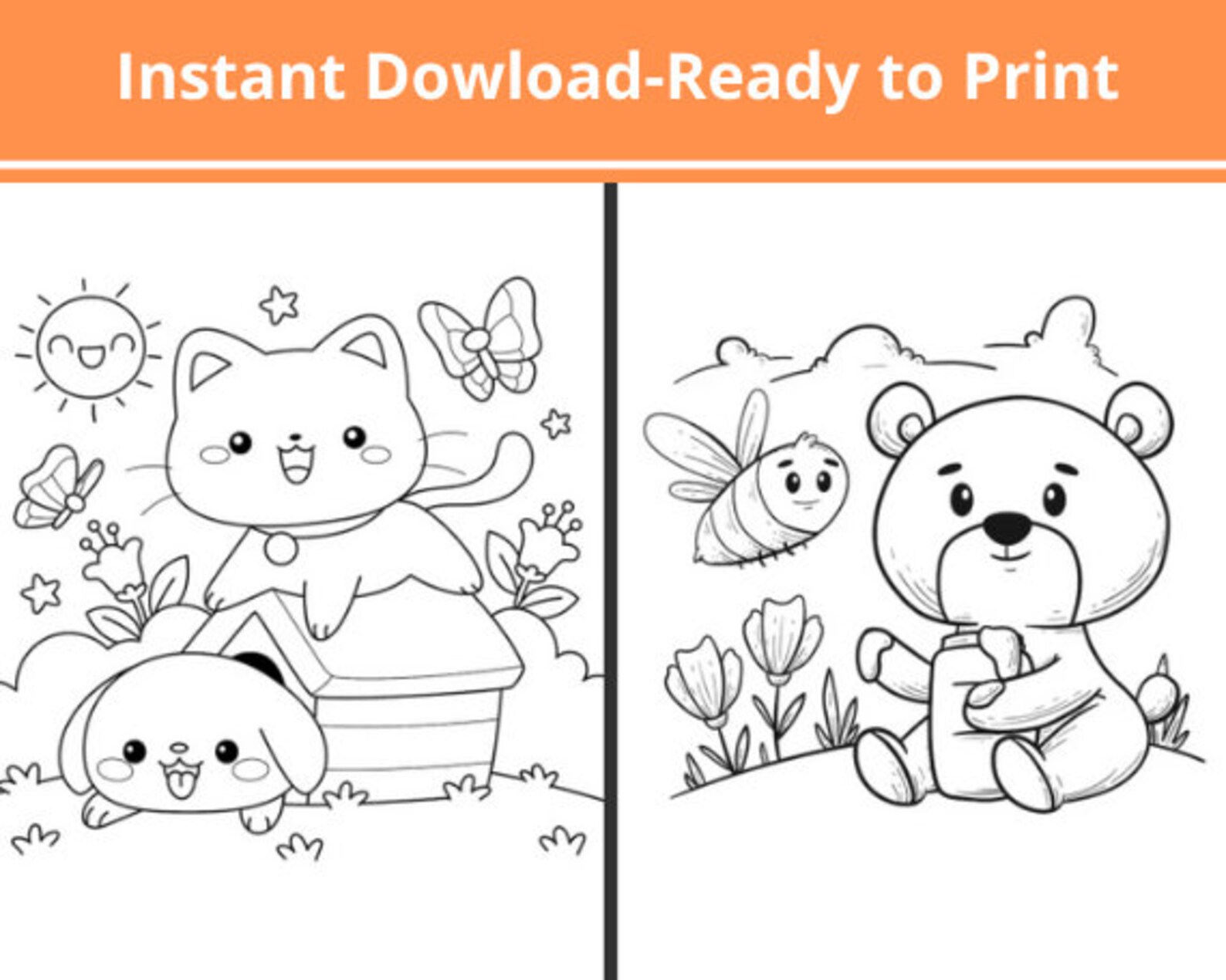 100 Cute Kawaii Coloring Pages, Cute Coloring Pages, PDF Digital ...