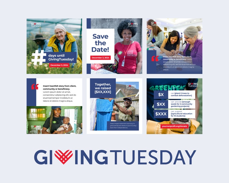 Givingtuesday Social Media Template Bundle for Canva | 80+ Fundraising ...