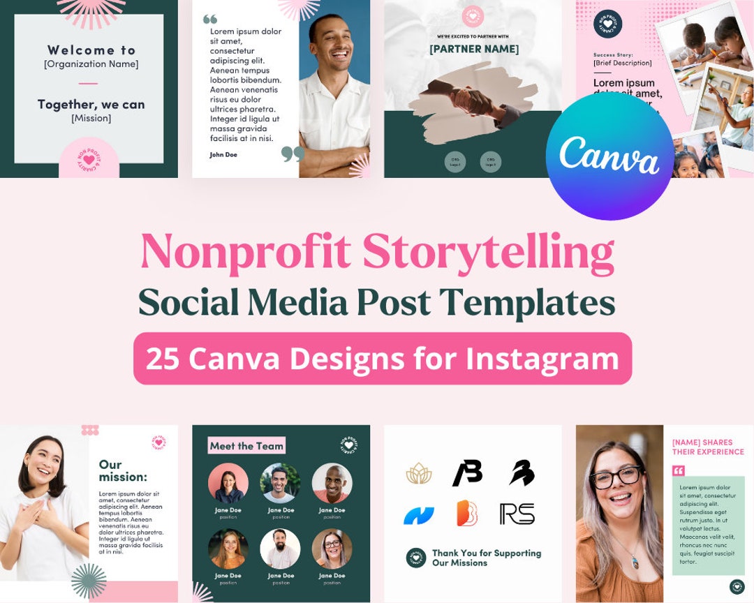 Nonprofit Storytelling Canva Social Media Templates | 25 Editable ...