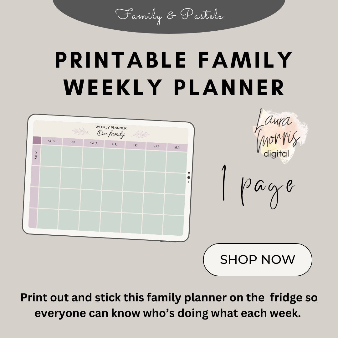 Printable Daily, Weekly Family Planner Schedule, Organise Your Family ...