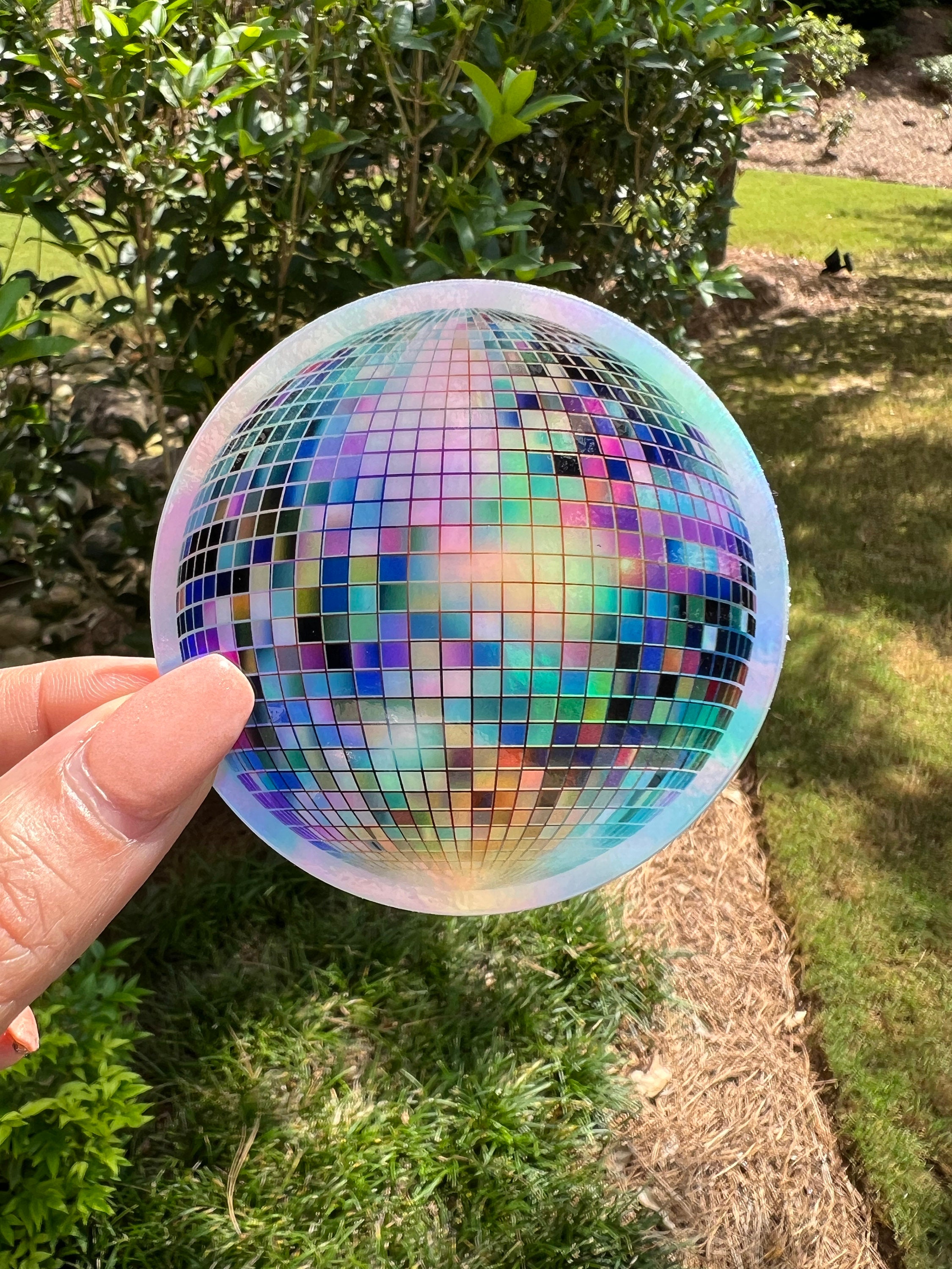Holographic Blue and Purple Disco Ball Sticker Disco Fever Sticker 70's ...