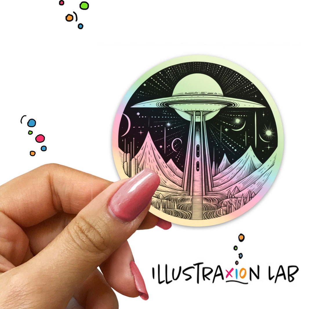 Holographic UFO Sticker | Space Sticker | Mountain Sticker | Night Sky ...