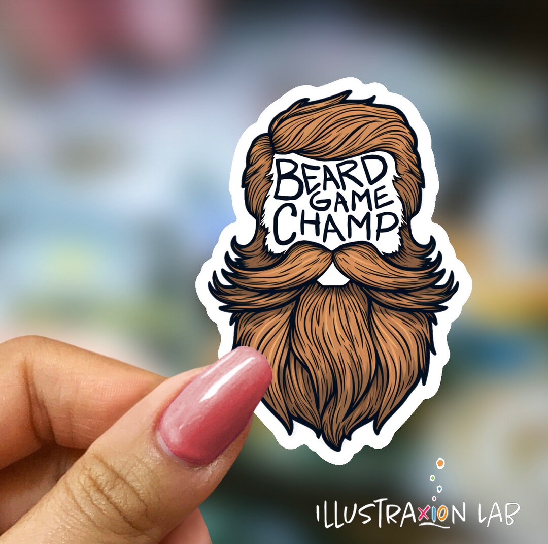 Beard Game Champ Sticker | Guy Sticker | Window Decal | Vinyl Sticker ...
